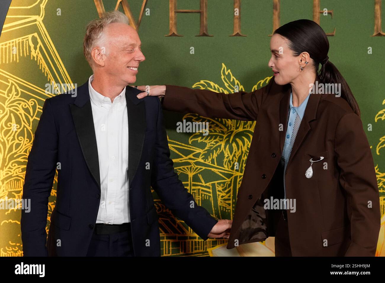 Mike White, left, and Charlotte Le Bon arrive at the season three ...