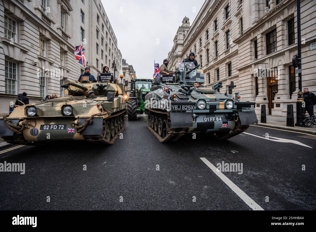 London, UK. 10th Feb, 2025. A trio of military vehicles also joined the ...