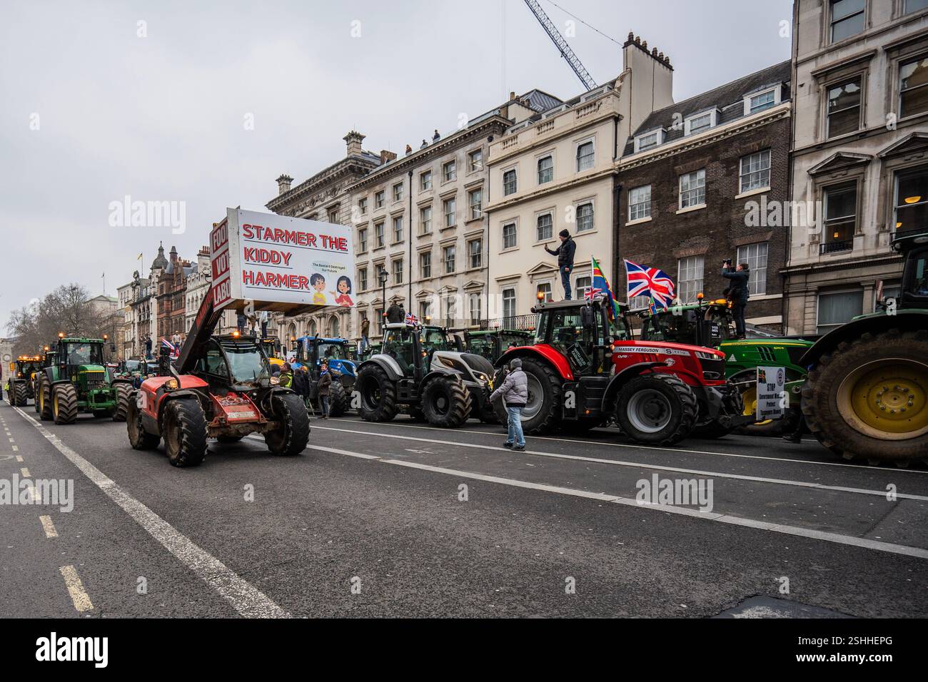 London, UK. 10th Feb, 2025. Tractors block Whitehall during the ...