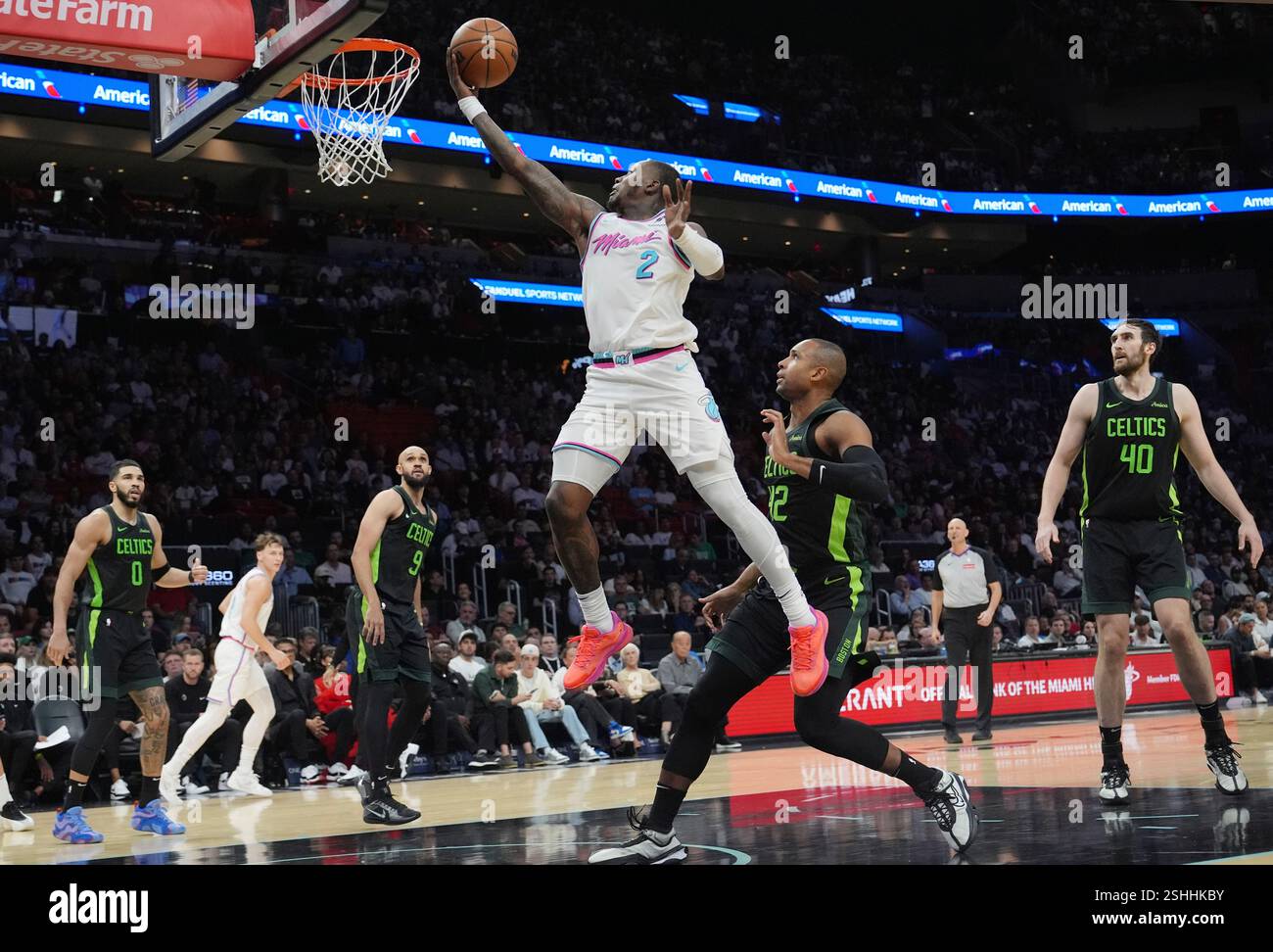 Miami Heat guard Terry Rozier (2) goes to the basket during the second ...