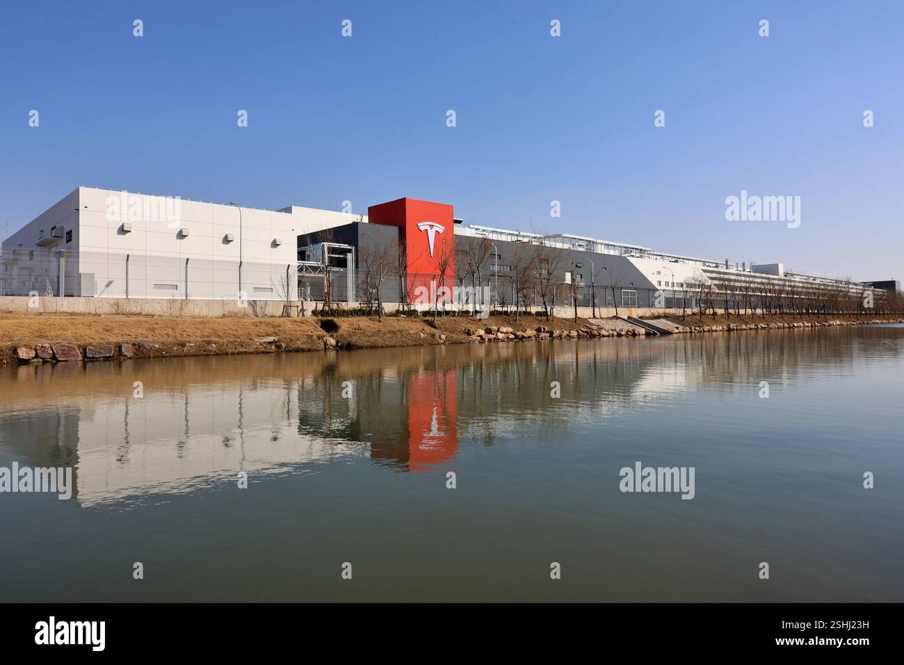 Shanghai, China. 8th Feb, 2025. This photo shows U.S. carmaker Tesla's ...