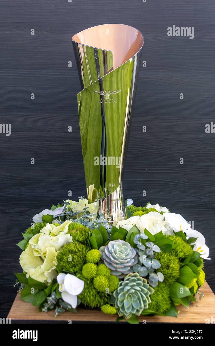 LA JOLLA, CA, CA - FEBRUARY 10: The tournament trophy on display on the ...