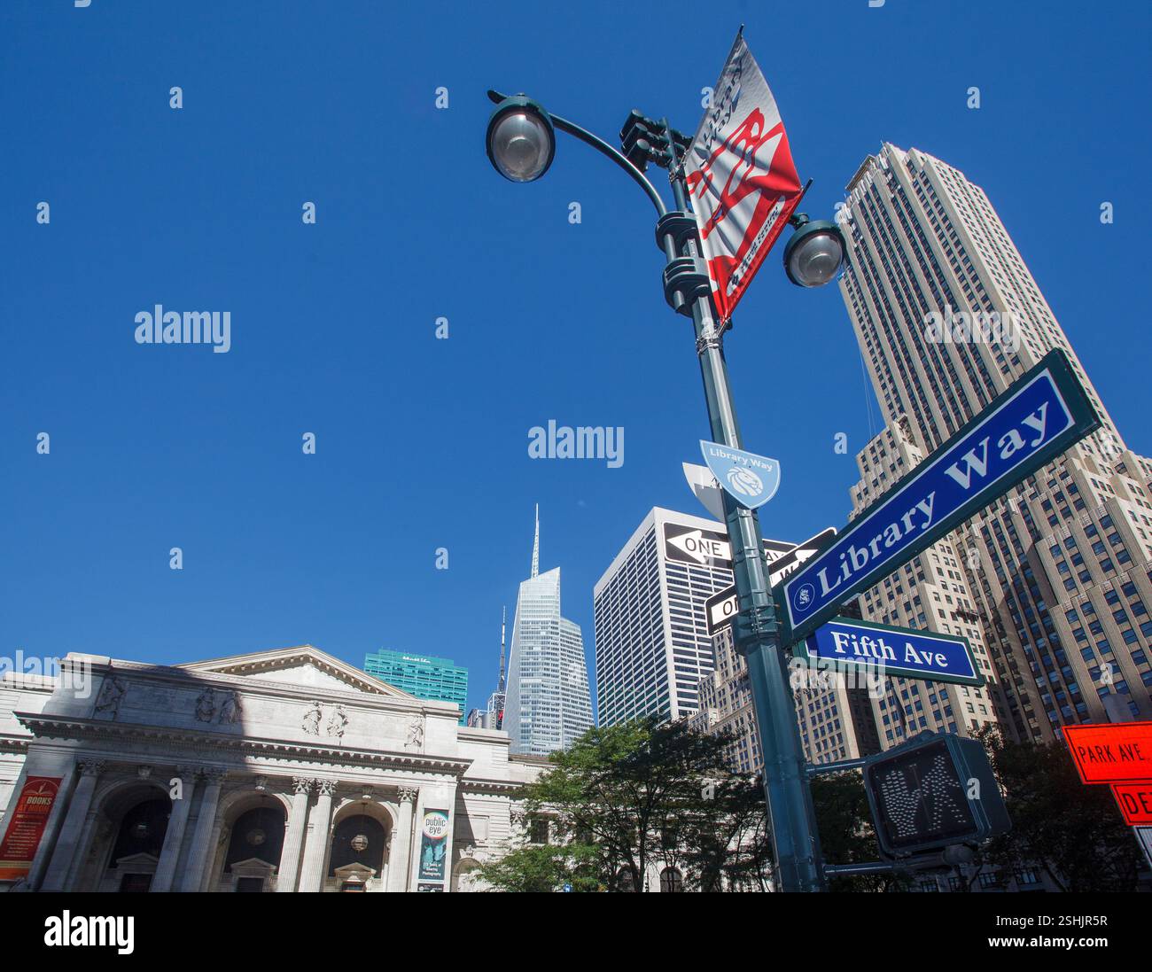 The Fifth avenue and Library way crossing, the Public Library and the ...