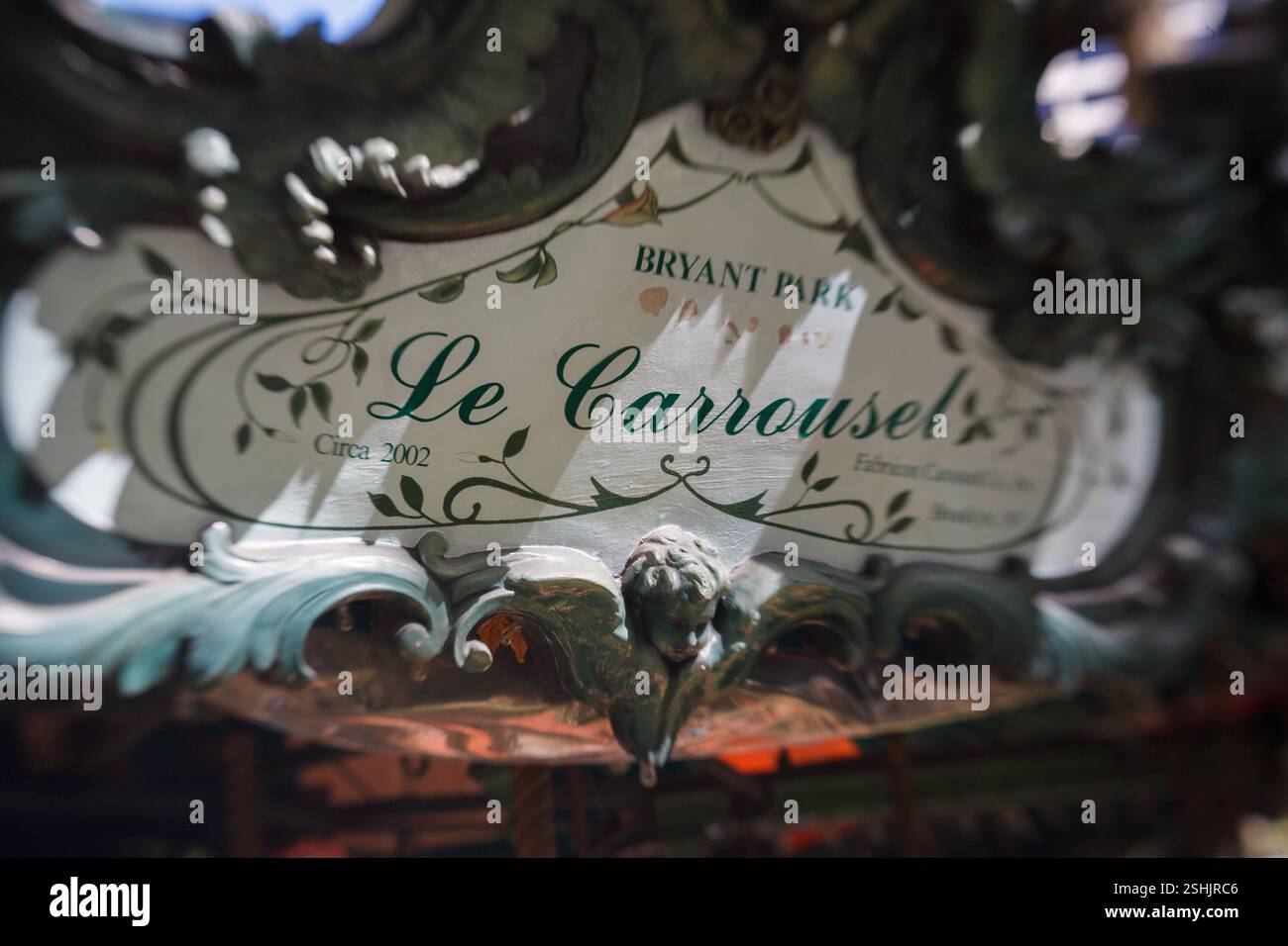 The Bryant park iconic carousel sign in Midtown Manhattan, New York ...