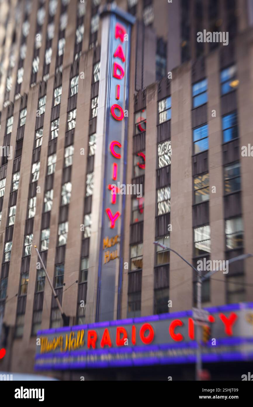The Radio City music hall billboard at 6th avenue, Midtown Manhattan ...