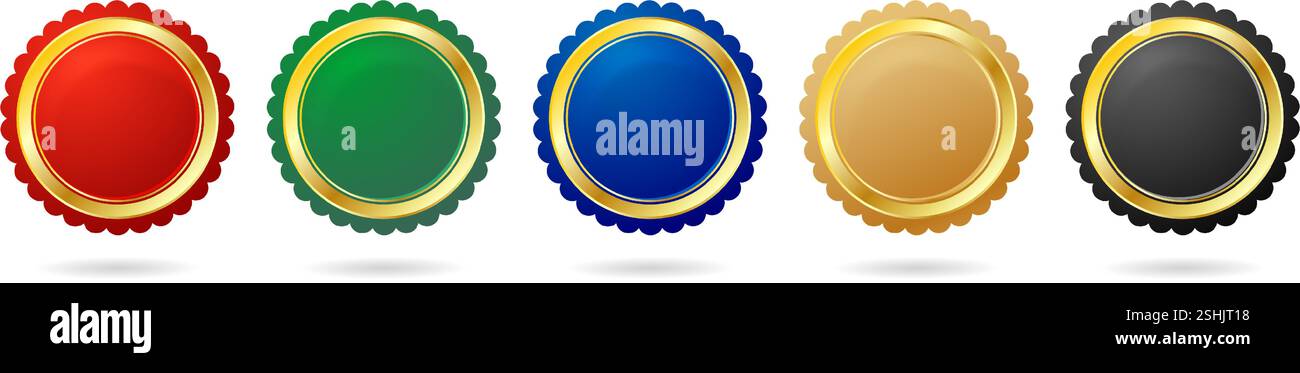 vector illustration A set of colorful labels with golden lines for ...