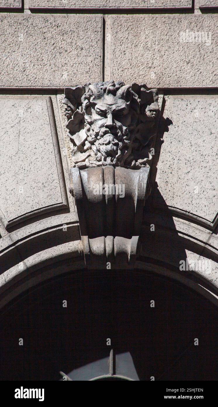 A Bust face with a beard on the Exterior Wall of the University Club of ...