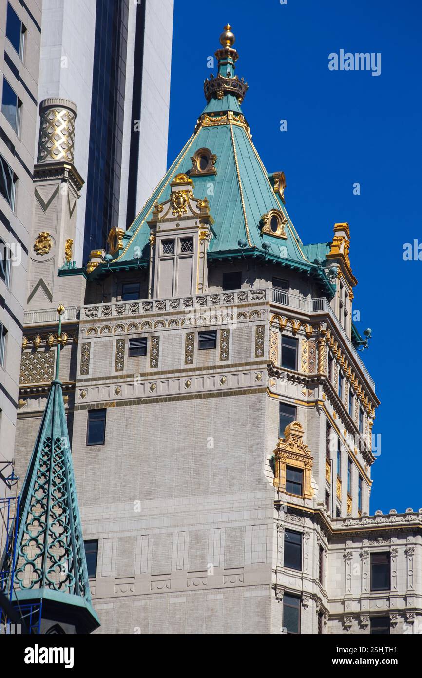 The Details of the ornate roof of the Crown Building Midtown Manhattan, New York City Stock ...
