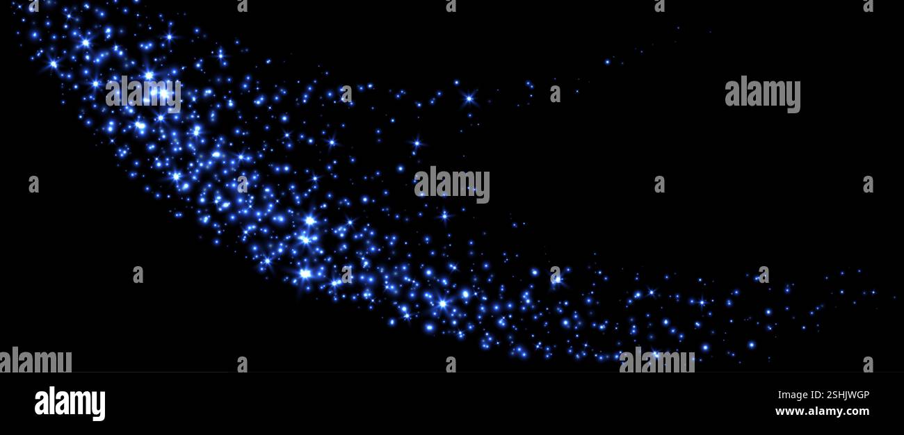 Blue stars and sparkles, magic star dust background, light effect with ...