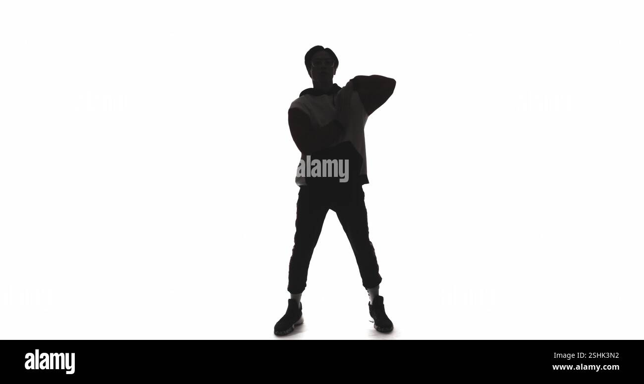Dancer silhouette. Street style. Dark contrast outline of cool guy ...