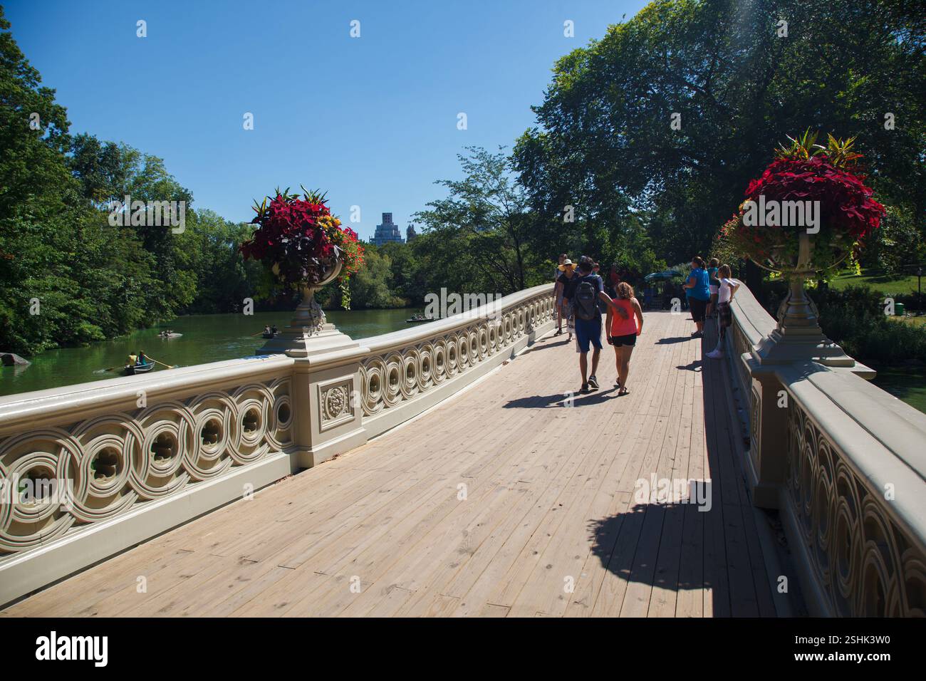 The Bow bridge in Central Park lake, Midtown Manhattan, New York City ...