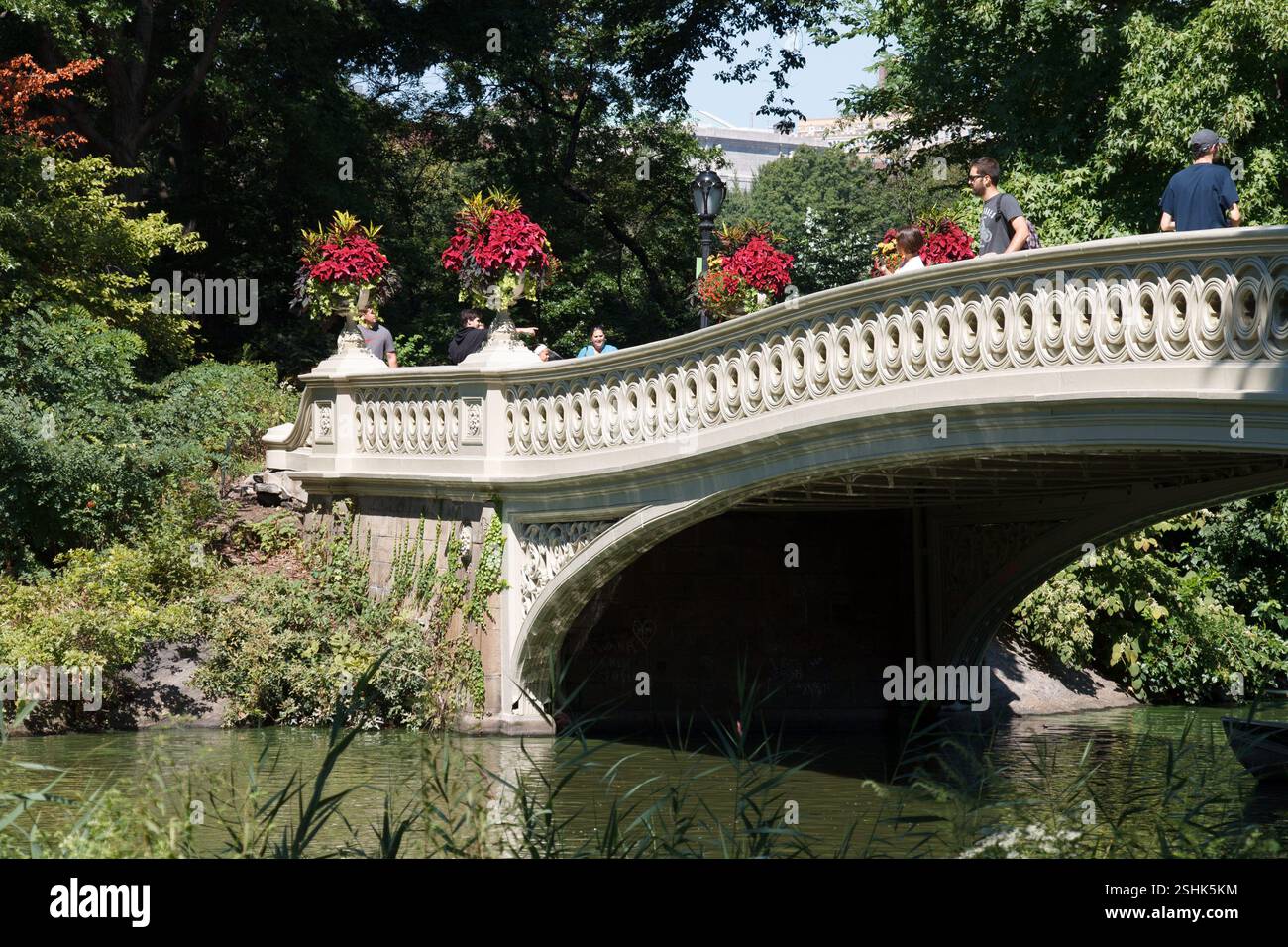 The Bow bridge in Central Park lake, Midtown Manhattan, New York City ...