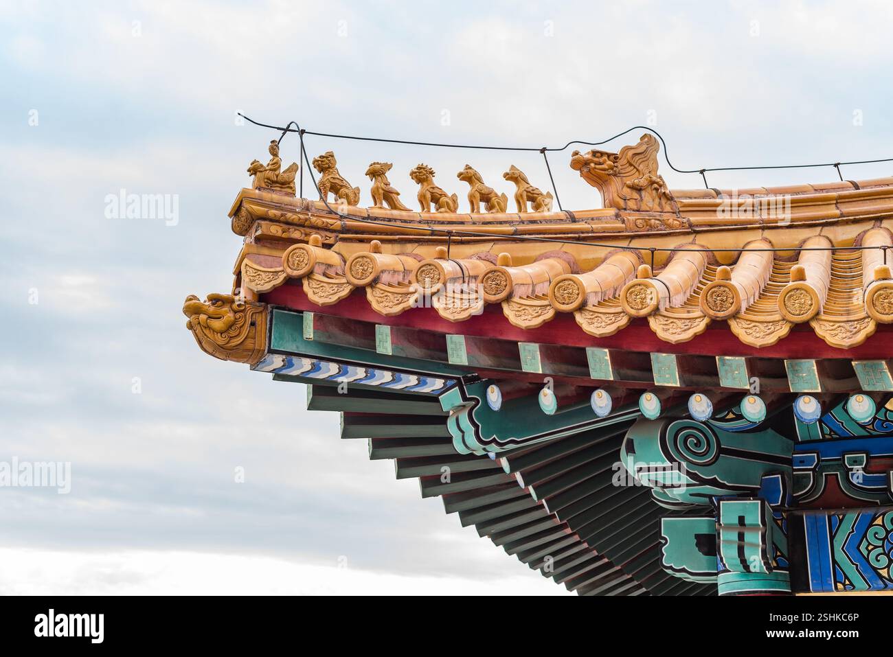 Close-up detail of the roof of the Forbidden City building in China ...