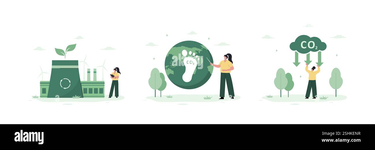 Sustainable and ecology. Green factory and Alternative energy. Net zero ...