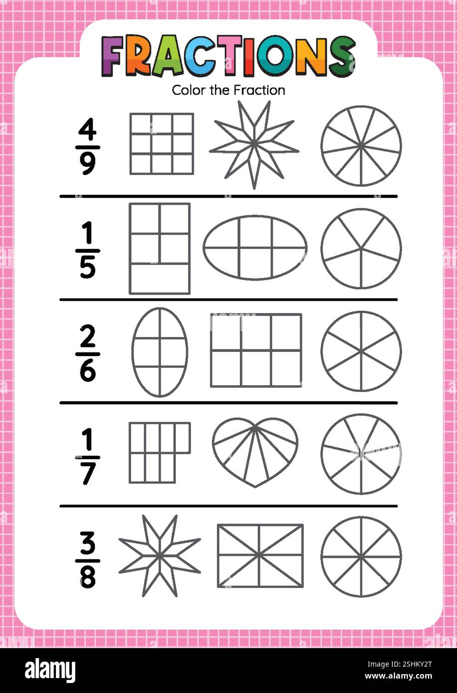 Engaging math activity with fraction shapes Stock Vector Image & Art ...