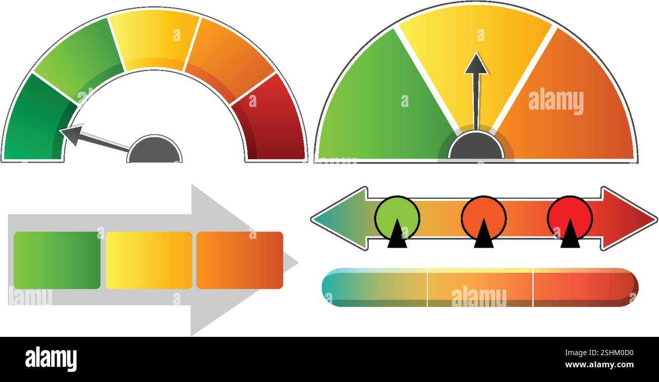 Illustration of various colorful gauges and indicators Stock Vector ...