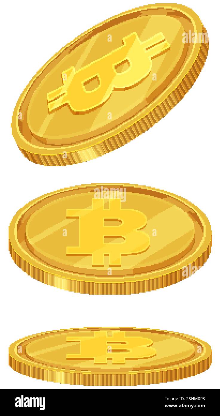 Three gold coins with Bitcoin symbols depicted Stock Vector Image & Art ...