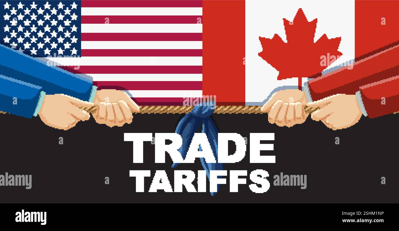 Illustration of trade tensions between USA and Canada Stock Vector ...
