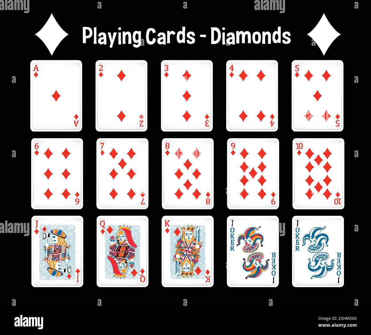 Illustration of diamond suit playing cards displayed Stock Vector Image ...