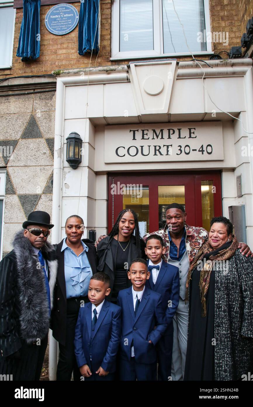 London, UK. 10th Feb, 2025. Family of Smiley Culture and supporters ...