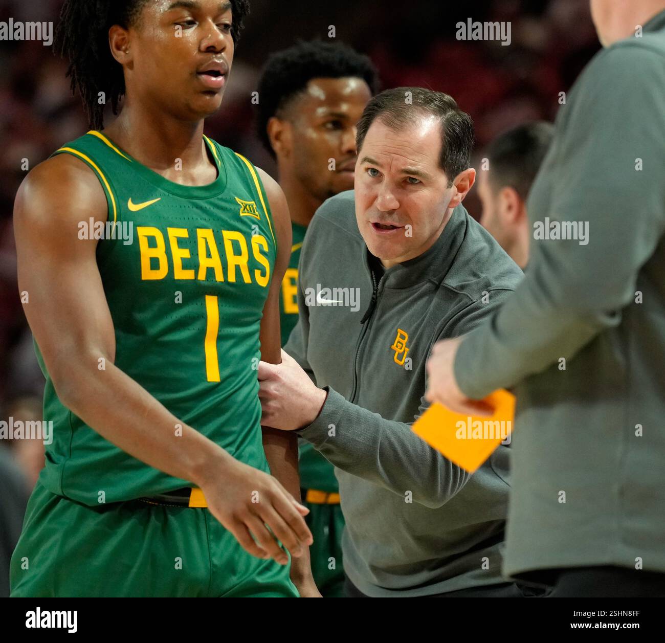Houston, Texas, USA. 10th Feb, 2025. Baylor head coach SCOTT DREW talks ...