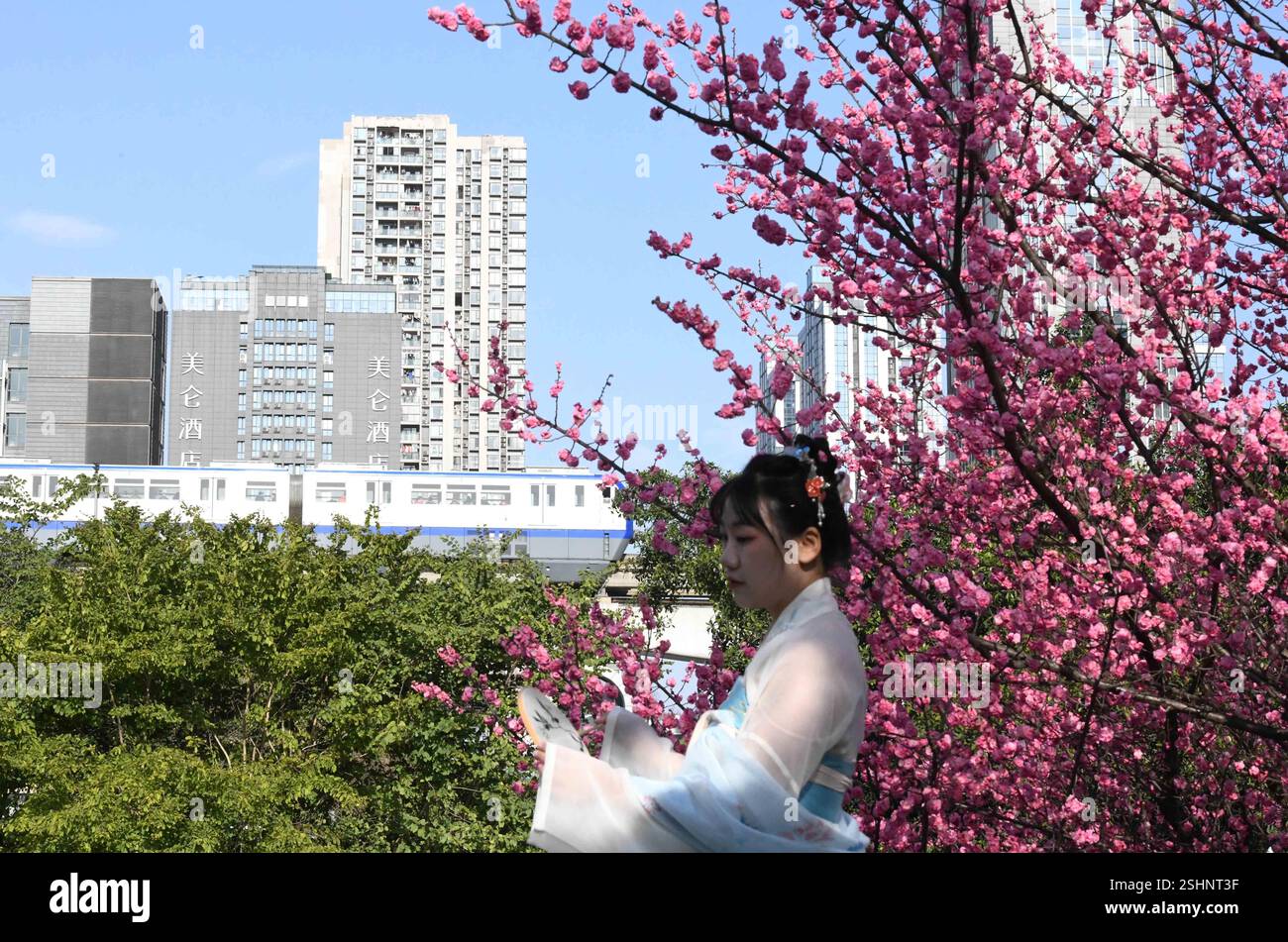 **CHINESE MAINLAND, HONG KONG, MACAU AND TAIWAN OUT** A monorail train ...