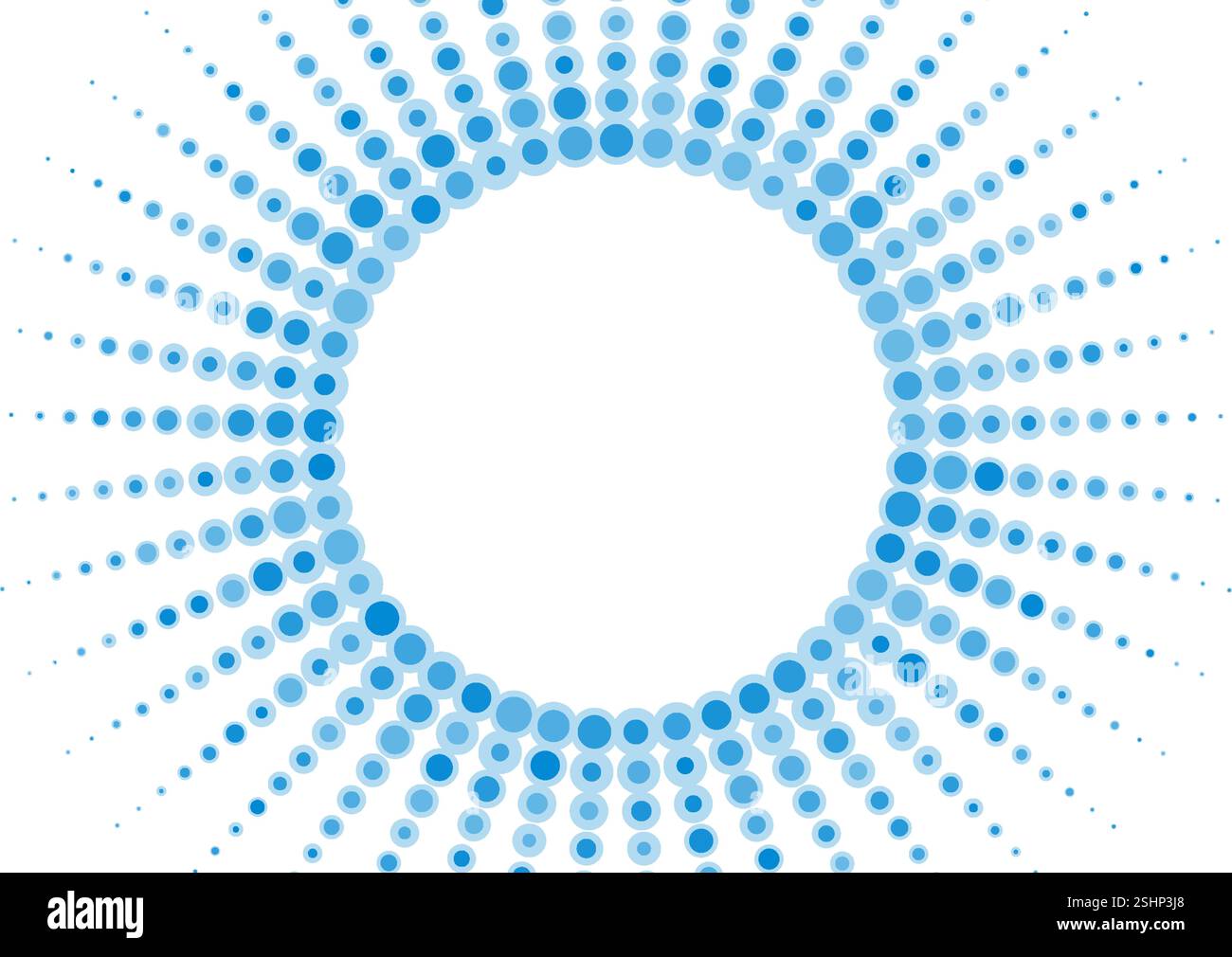 Geometric minimal tech blue halftones dotted circles abstract background. Concept vector design ...