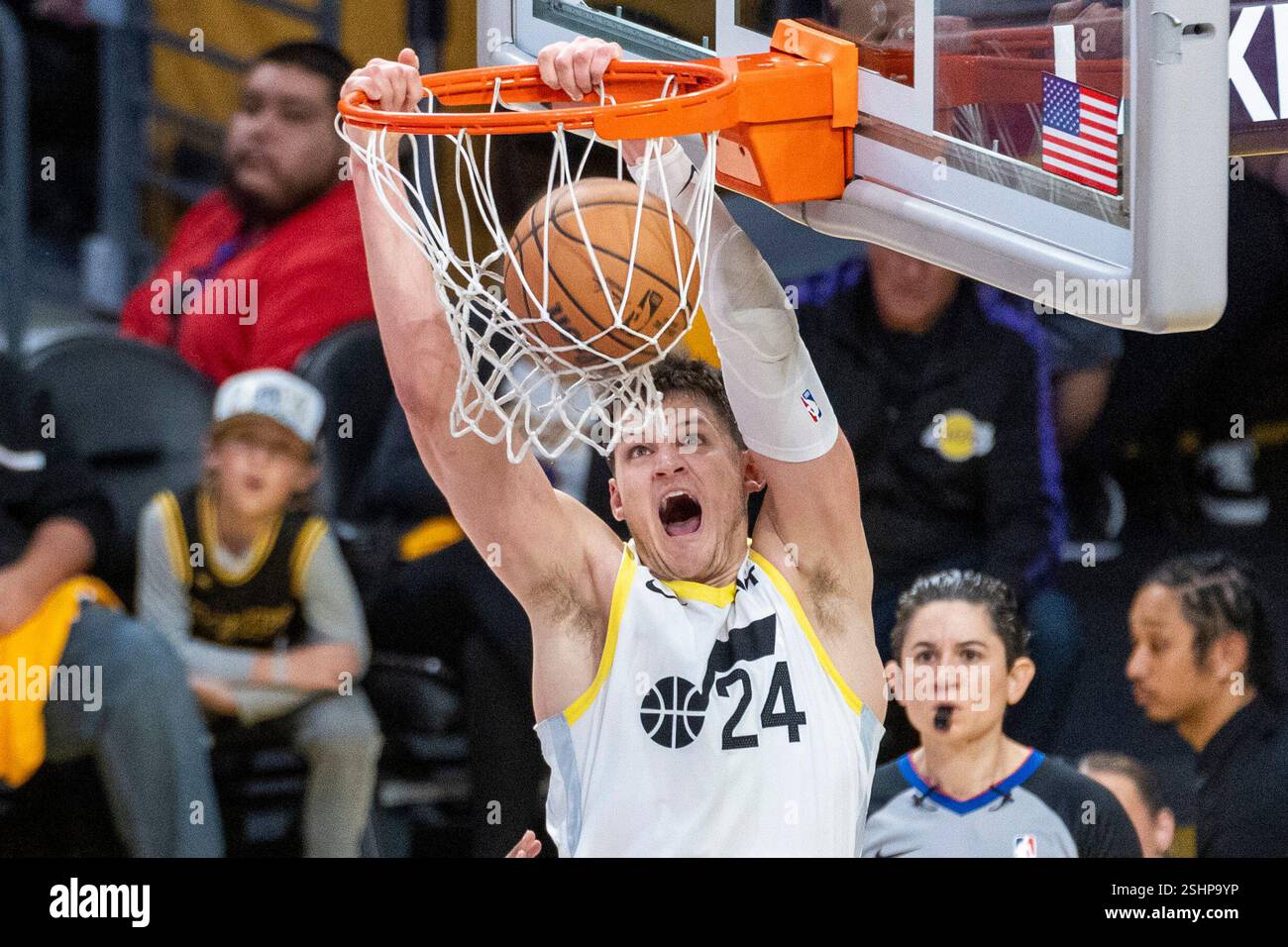 Los Angeles, California, USA. 10th Feb, 2025. Utah Jazz's Walker ...
