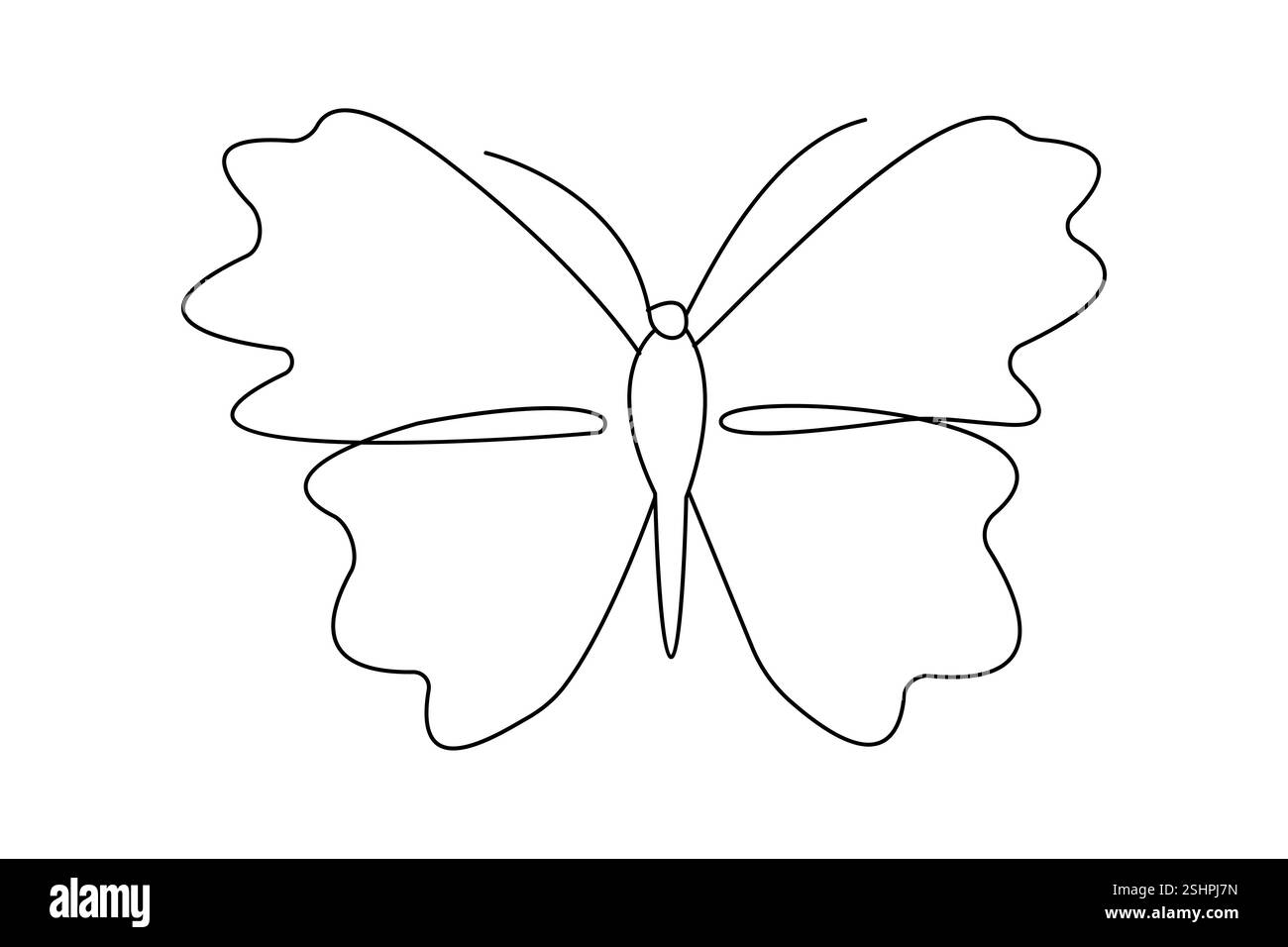 Butterfly continuous one line drawing and simple isolated outline ...