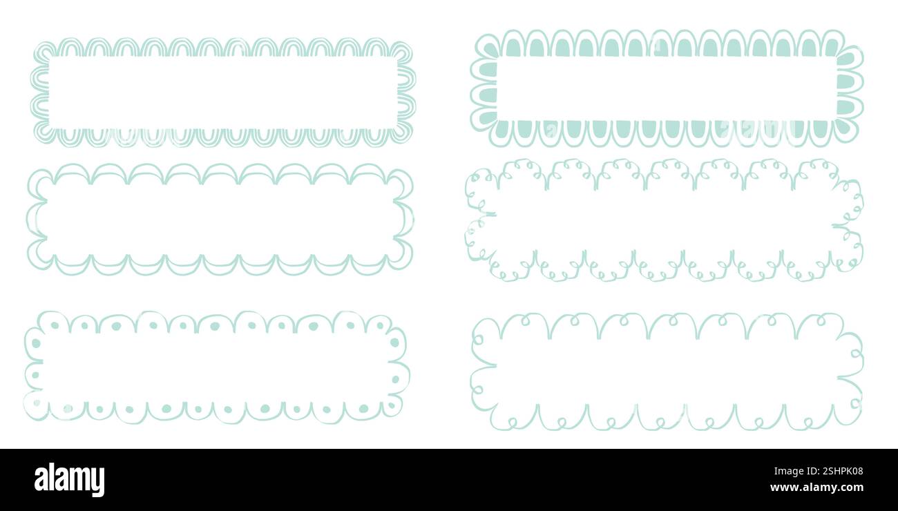 Hand drawn lace scalloped frames. Square, round and rectangle scalloped ...