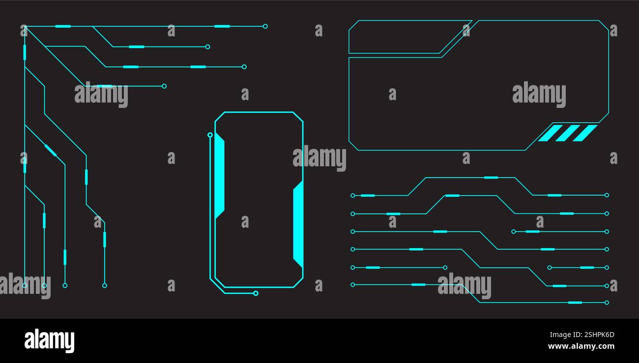 HUD digital futuristic user interface horizontal frame. Sci Fi high ...