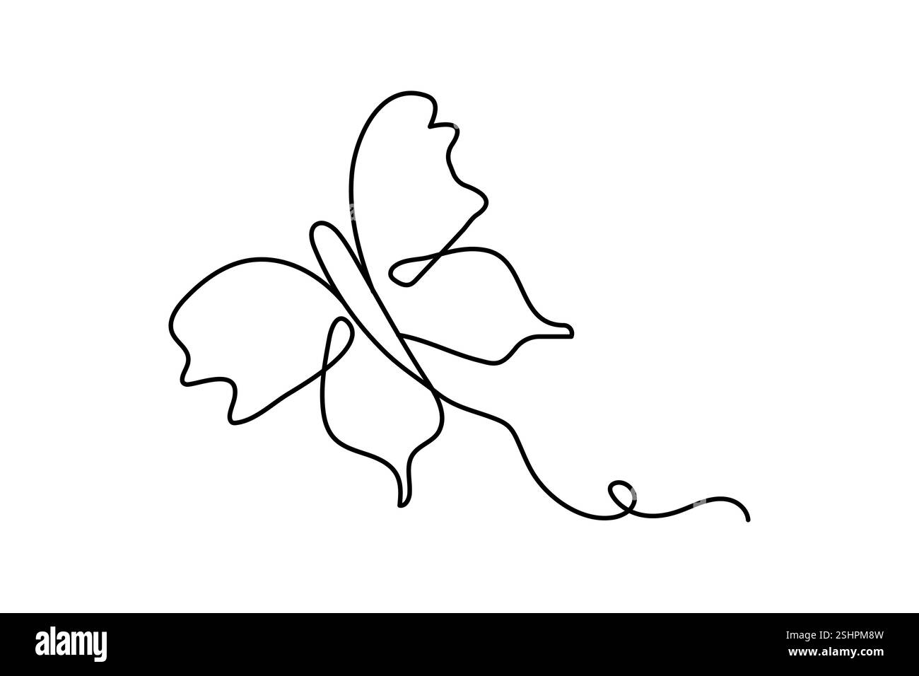 Continuous one line butterfly drawing of outline vector icon Stock ...