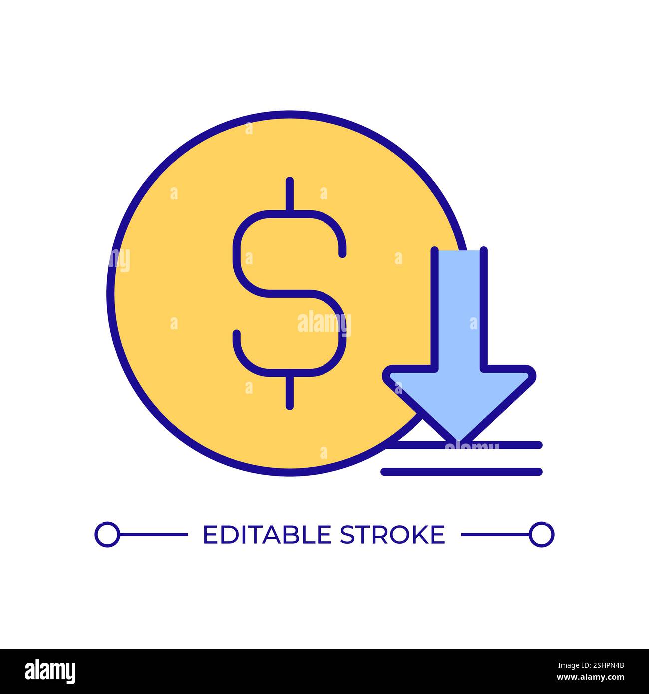 Coin value decrease RGB color icon Stock Vector Image & Art - Alamy