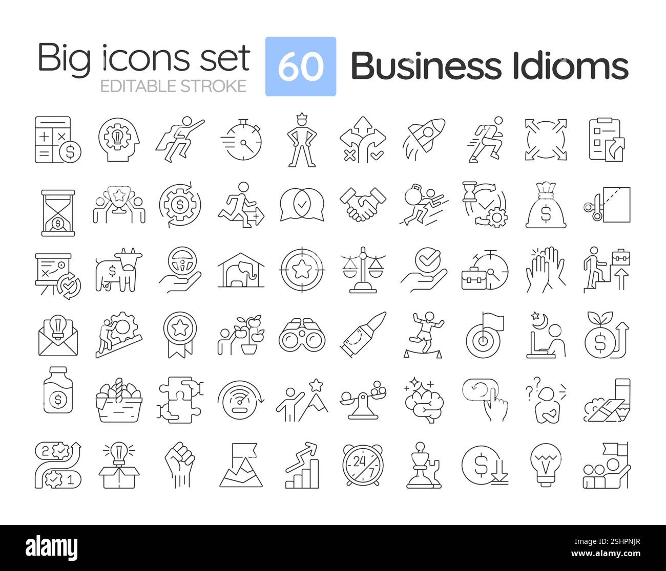 Business idioms linear icons set Stock Vector Image & Art - Alamy