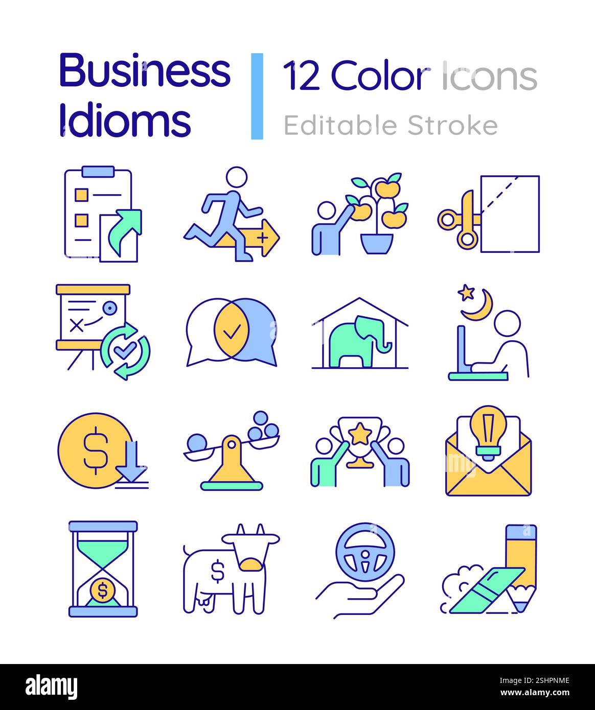 Business idioms RGB color icons set Stock Vector Image & Art - Alamy