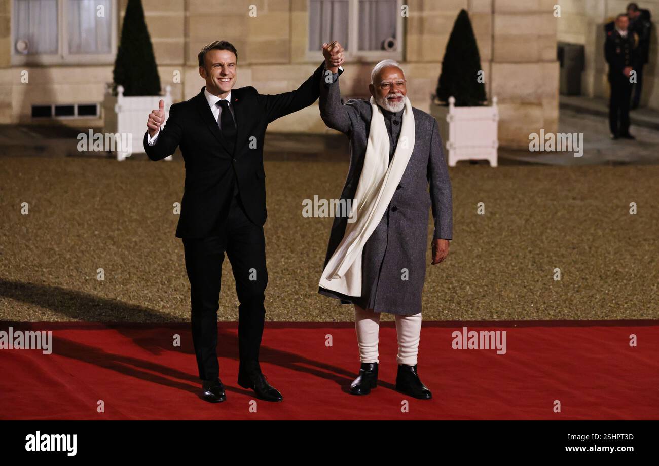 (250211) -- PARIS, Feb. 11, 2025 (Xinhua) -- French President Emmanuel ...