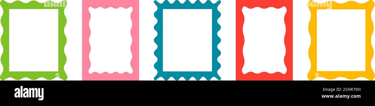 Wave and curvy borders set. Trendy photo borders. Modern vector ...