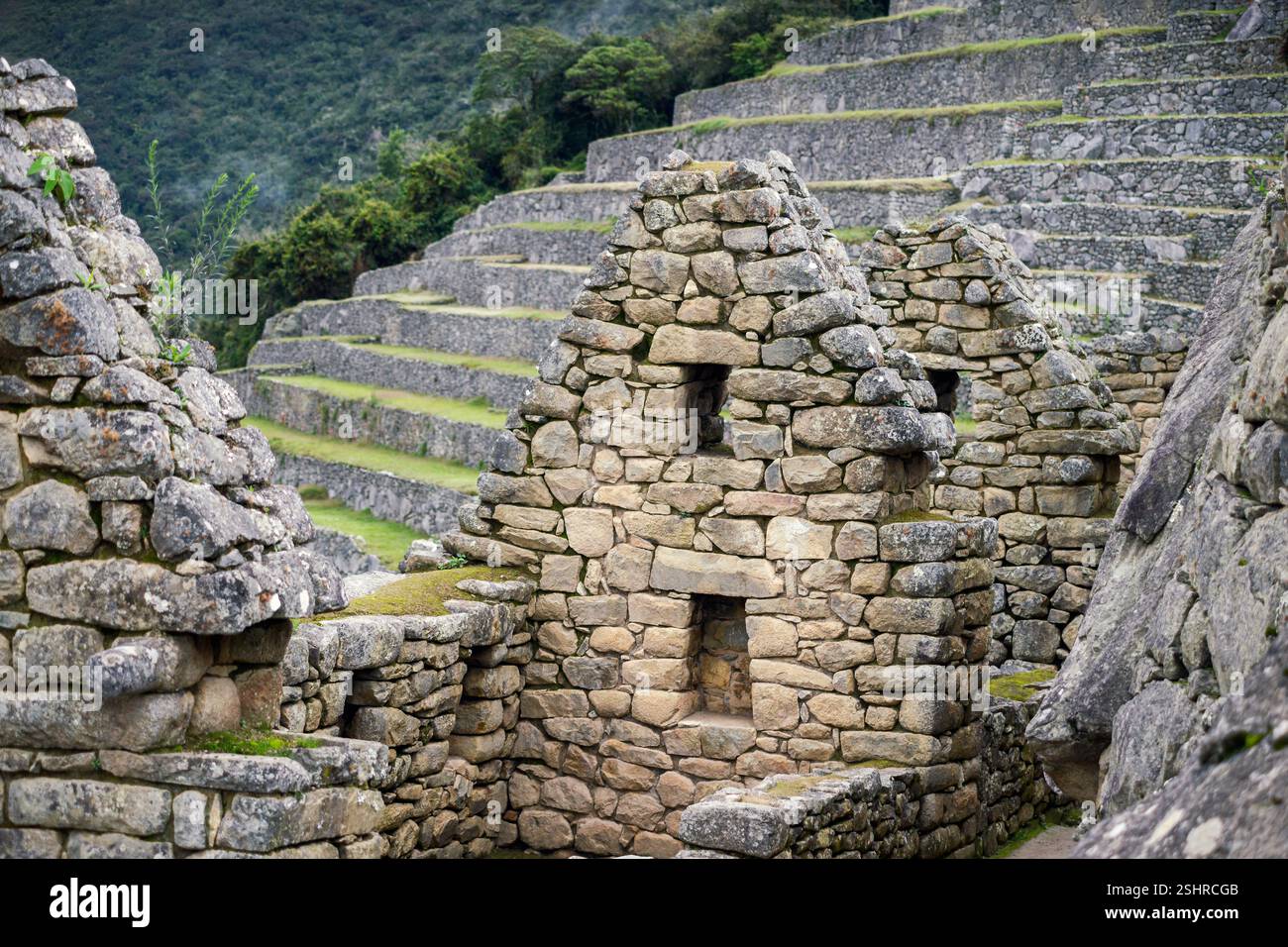 ancient ruins of Inca civilization at Macu Picchu site in Peru Stock ...