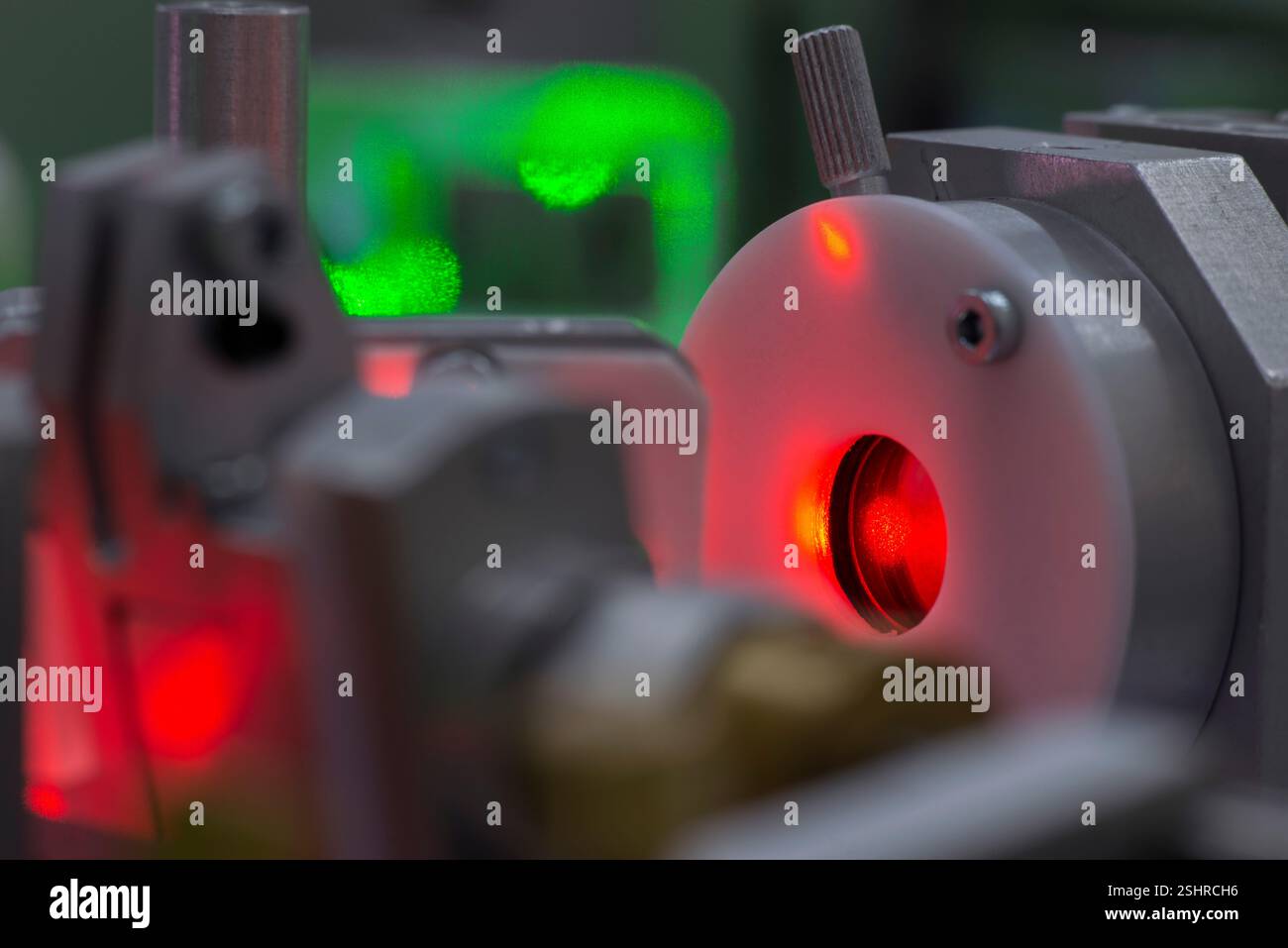 red laser light generation inside complicated scientific system, focus ...