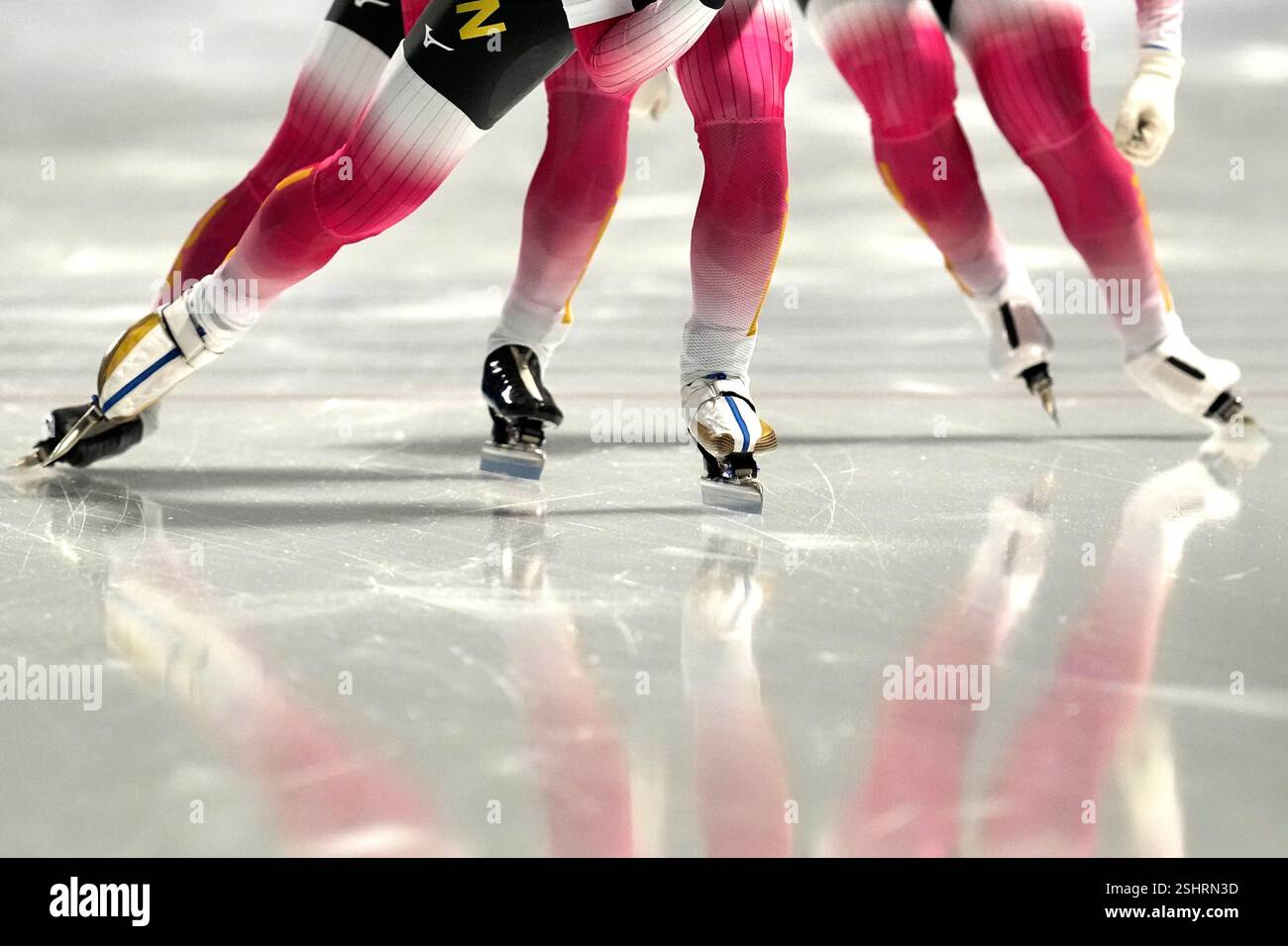 Team Japan competes during the women's team pursuit speed skating final ...