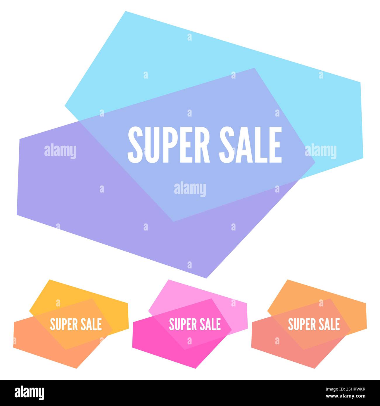 Set of four super sale stickers with abstract colorful geometric forms ...