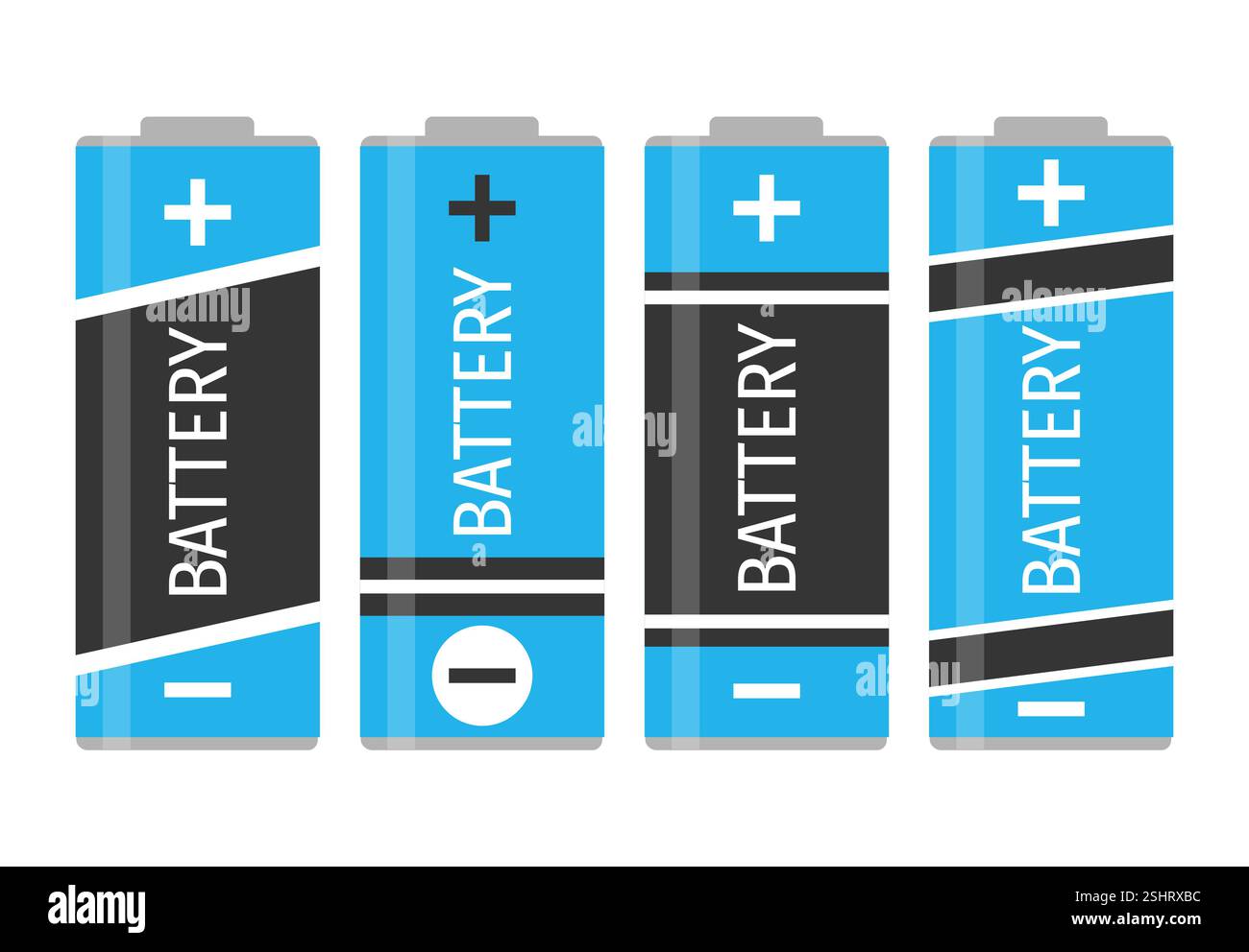 A set of four blue batteries. Vector illustration Stock Vector Image ...
