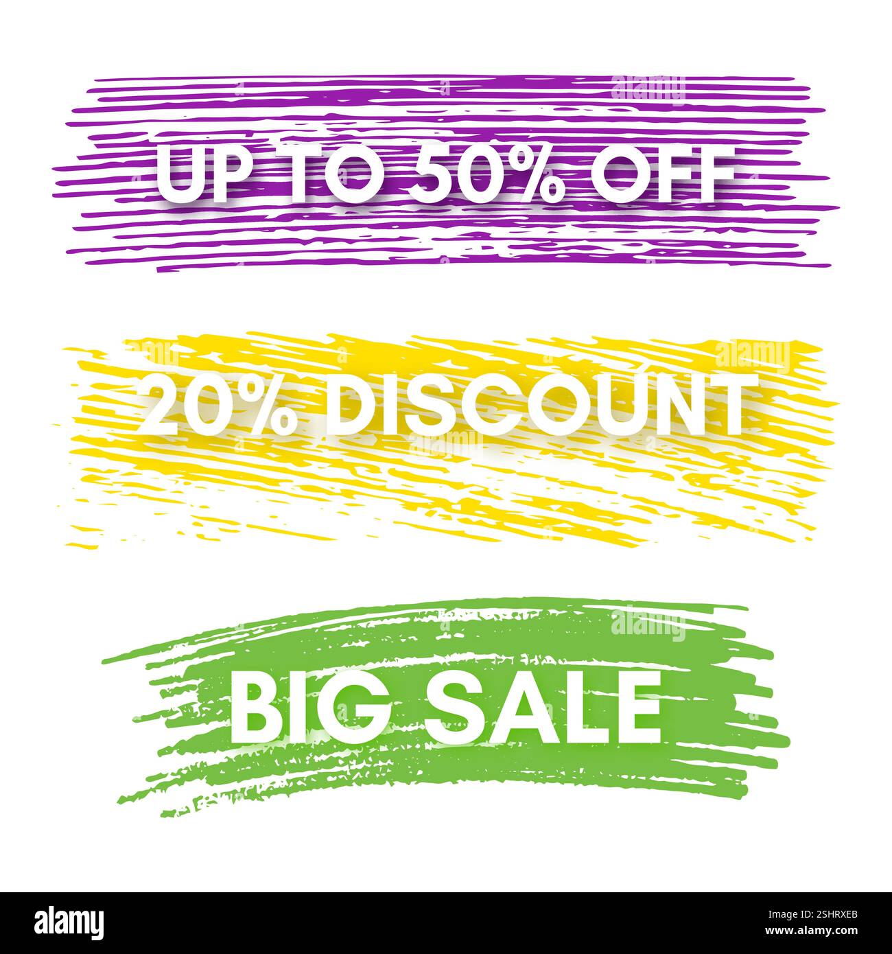 Up to 50% off, 20% Discount, Big Sale. Set of three sale banners on the ...