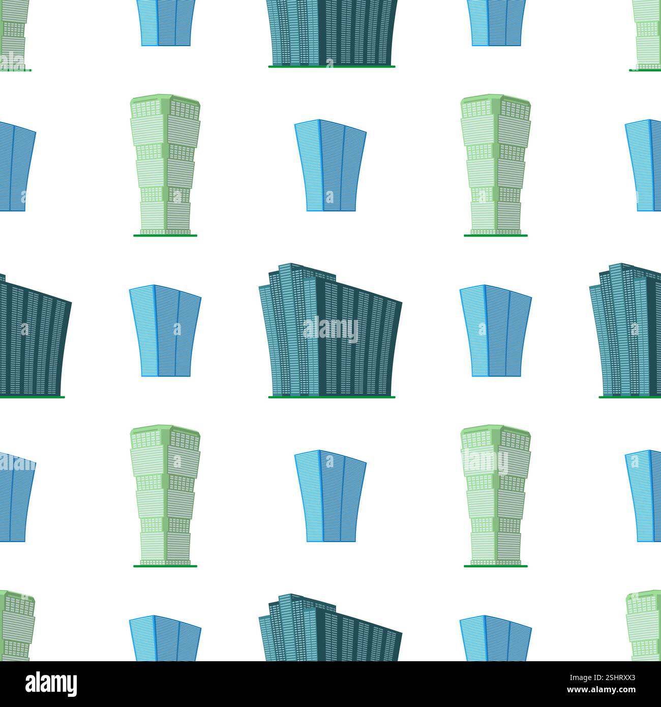 Seamless Pattern with modern isometric building on a white background ...