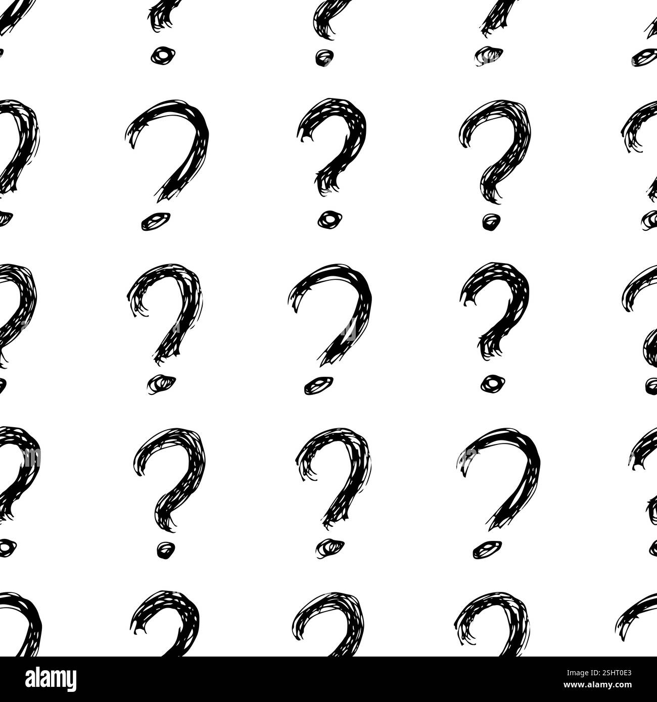Seamless pattern with hand drawn question mark symbol. Black sketch question mark symbol on ...
