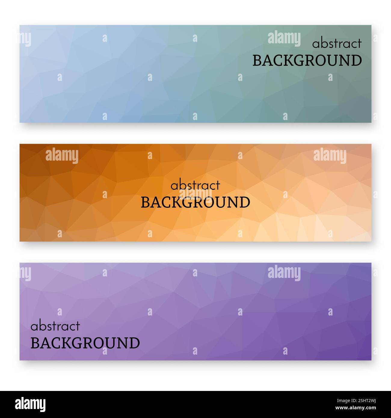 Set of three multi colored banners in low poly art style. Background ...