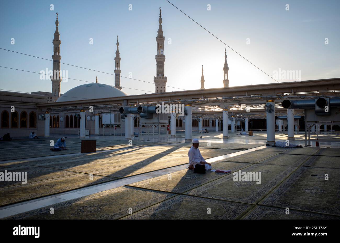 Medina, Saudi Arabia - July 3, 2024: A hajj pilgrims praying on the ...