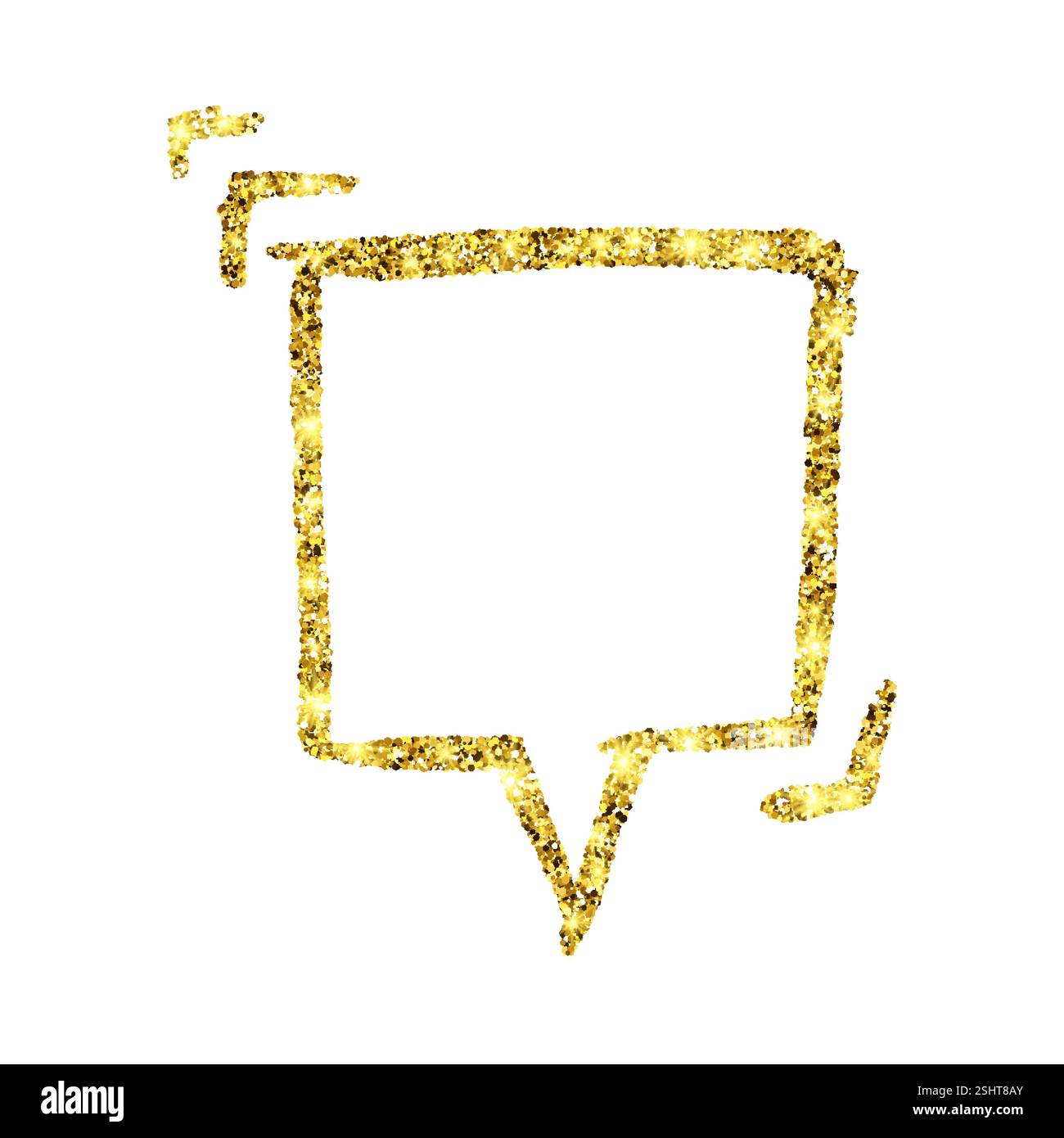 Gold glitter sketch speech bubble. Hand drawn blank Speech Bubble ...