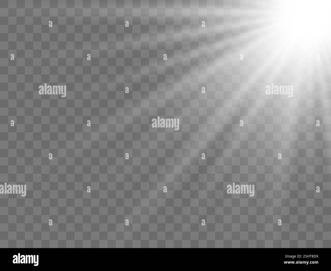 Sunlight on a transparent background. Isolated white rays of light ...