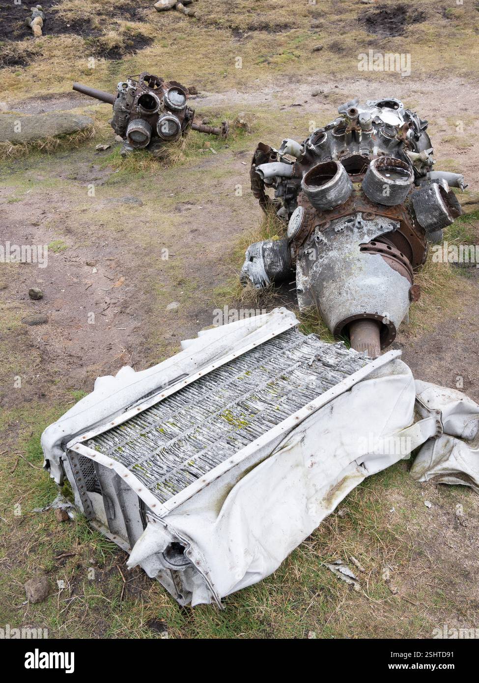 Engine wreckage from Boeing RB-29A Superfortress that crashed on ...